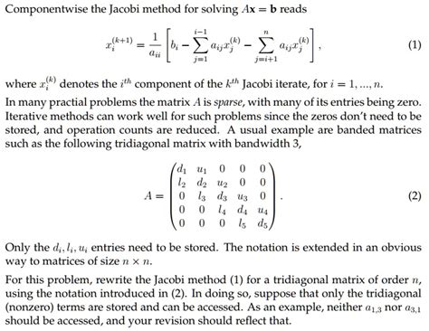 solved componentwise the jacobi method for solving ax b reads k 1
