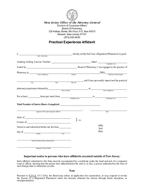 Fillable Online Practical Experience Affidavit Fax Email Print Pdffiller