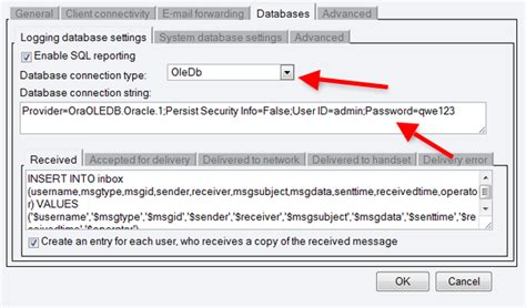 sql reporting in ozeki ng sms gateway database layout oracle