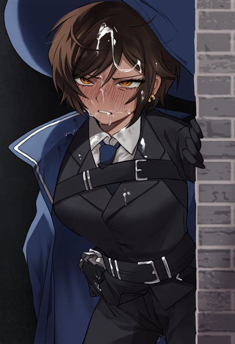 Rule 34 Adjusting Clothes After Sex Against Wall Belt Black Belt Black Gloves Black Jacket