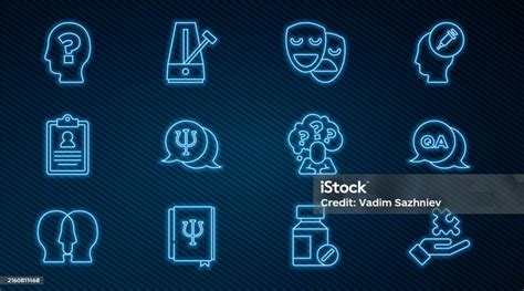 문제에 대한 해결책 질문 및 답변 코미디 비극 마스크 심리학 Psi 의료 클립보드 물음표가 있는 머리 및 메트로놈 진자 아이콘을 설정합니다 벡터 Theatrical