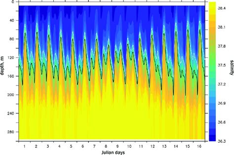 Tide Time Series Of Salinity Along A Spring Neap Tidal Cycle 15 Days Download Scientific
