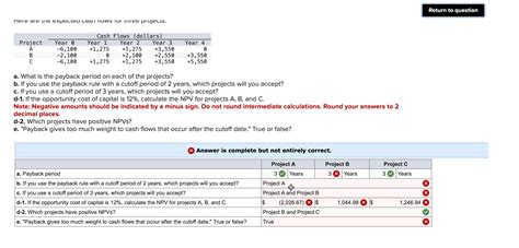 solved a what is the payback period on each of the