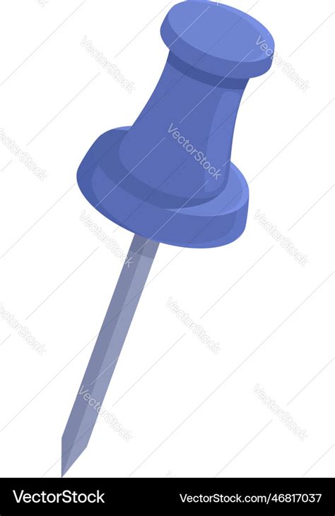 Blue Push Pin Icon Cartoon Paper Button Royalty Free Vector