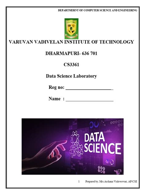 Fundamentals Of Data Science Lab Manual New1 Pdf Weighted