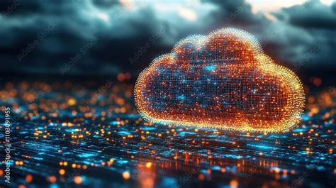 Futuristic Cloud Digital Network Virtual Computing In Cyber Space Technology Data Grid With