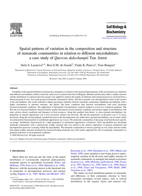 Pdf Spatial Patterns Of Variation In The Composition And Structure Of