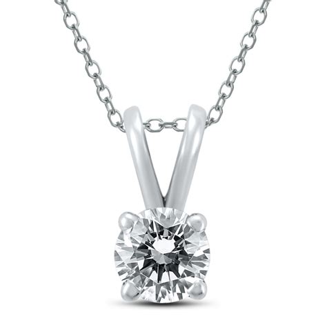Szul Jewelry 110 Carat Round Diamond Solitaire Pendant 14k White