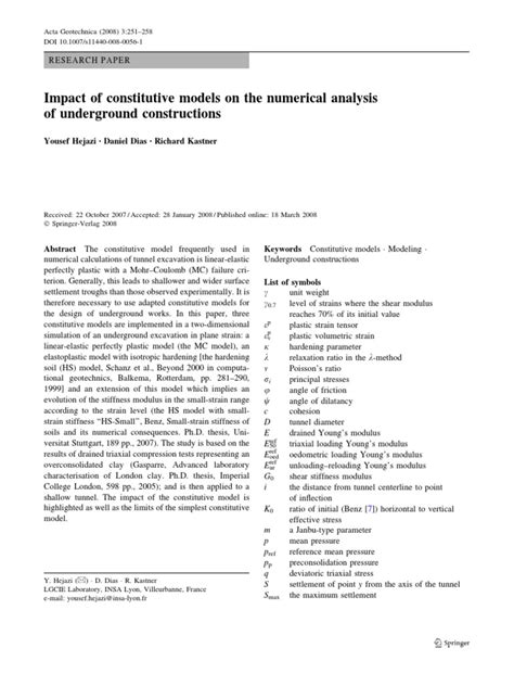 Impact Of Constitutive Models On The Num Download Free Pdf Linear Elasticity Youngs Modulus