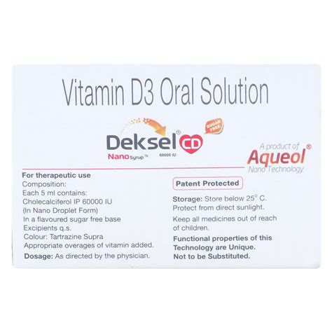 Deksel Cd Nano 60k Sugar Free Solution 5 Ml Price Uses Side Effects