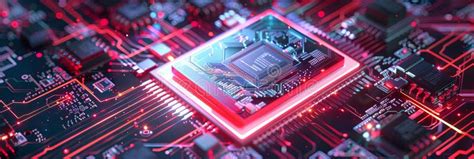 Un Microchip Moderno En Una Motherboard Rodeado De Flujos De Datos Digitales Y Efectos De Luz