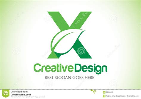 X Green Leaf Letter Design Logo Eco Bio Leaf Letter Icon Illustration Logo Stock Vector
