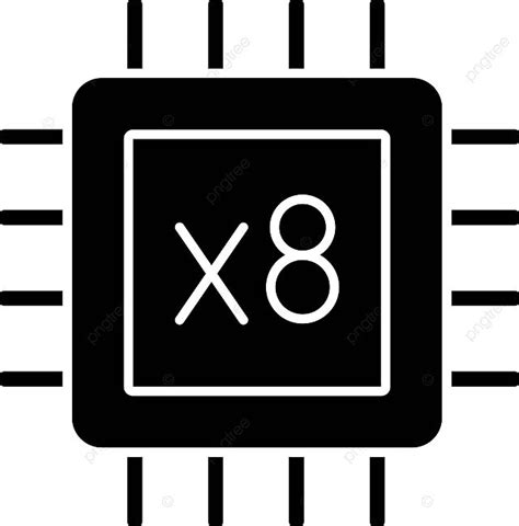 Octa Core Processor Glyph Icon Illustration Technology Microprocessor