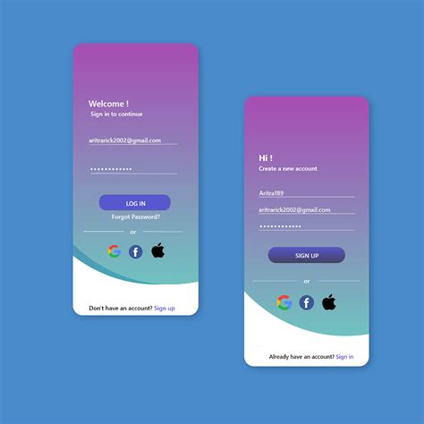 Login And Signup Screen Ui Design On Behance