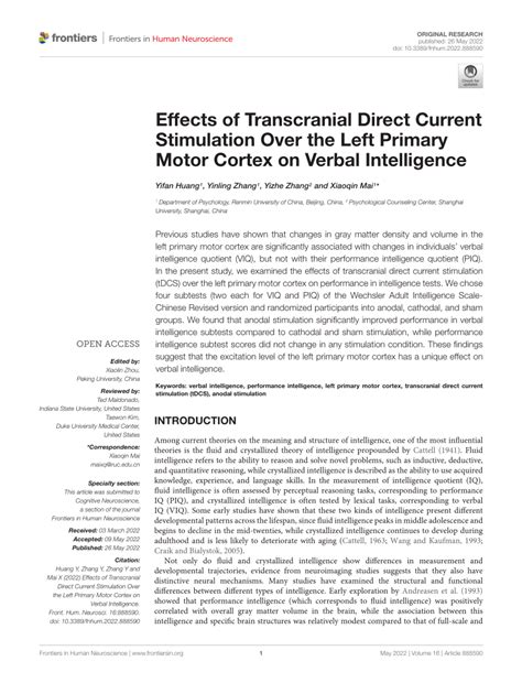 Pdf Effects Of Transcranial Direct Current Stimulation Over The Left