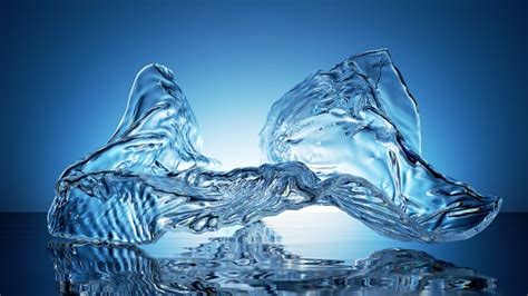 3d 렌더링 반투명 유리 모양과 물 표면에 반사된 추상적인 배경 얼어 붙은 액체와 간단한 현대 미니멀리스트 벽지 0명에 대한 스톡 사진 및 기타 이미지 Istock