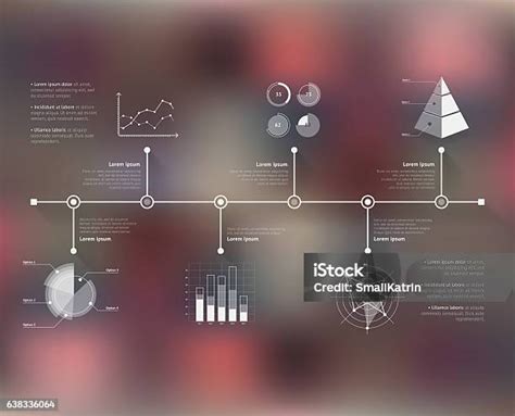 초점이 맞지 않는 배경 및 아이콘세트가 설정된 타임라인 인포그래픽입니다 세계지도 그래프에 대한 스톡 벡터 아트 및 기타 이미지 그래프 금융 금융 수치 Istock