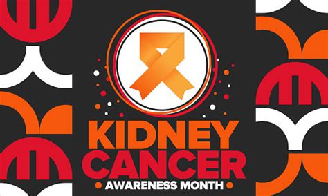 신장암 인식의 달 3 월에 매년 을 축하합니다 제어 및 보호 예방 캠페인 의료 의료 개념 리본이 달린 포스터 배너 및 배경 벡터 일러스트레이션 3월에 대한 스톡 벡터 아트