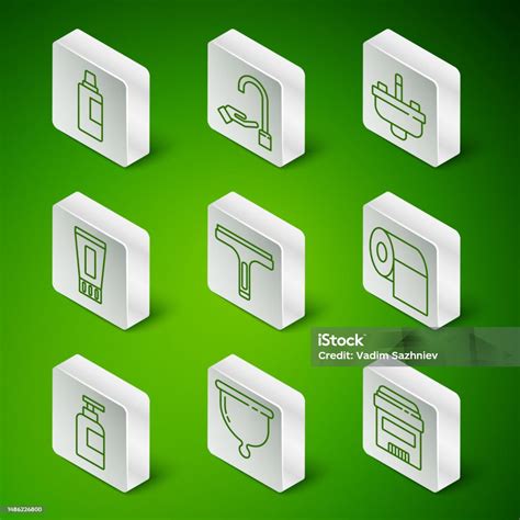 세트 라인 발한 억제제 데오도란트 롤 생리컵 세정제 병 고무 클리너 치약 튜브 비누로 손 씻기 샴푸 및 화장지 아이콘 벡터 0명에 대한 스톡 벡터 아트 및 기타 이미지