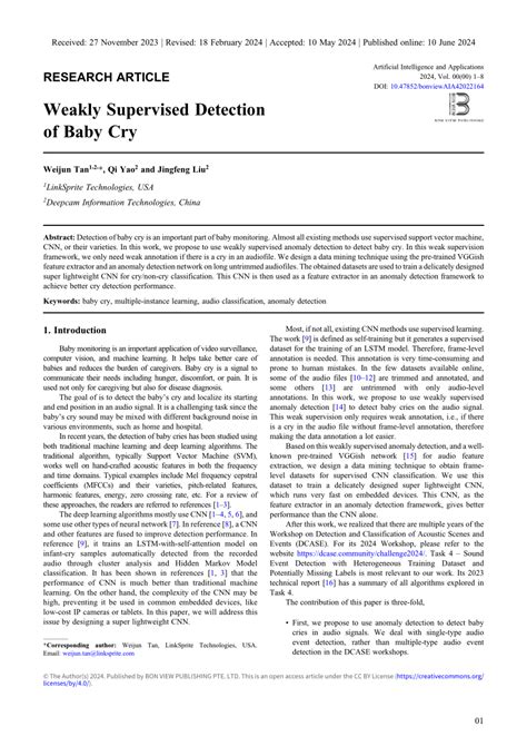 PDF Weakly Supervised Detection Of Baby Cry