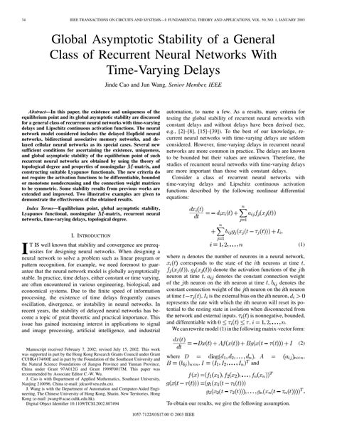 Pdf Global Asymptotic Stability Of A General Class Of Recurrent