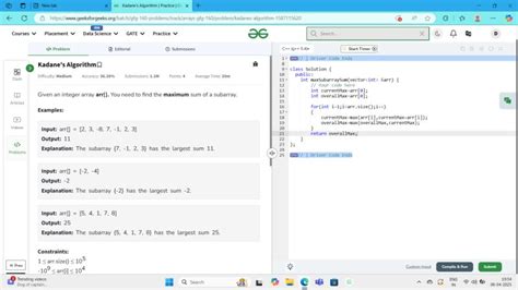 Gfg160 Gfg160 Geekstreak2025 Dsa Kadanealgorithm