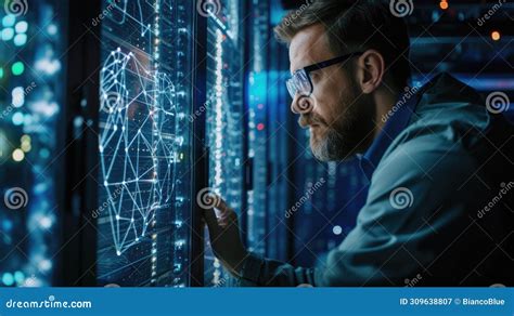 Data Analyst Interpreting Information On Monitors Aig41 Stock Illustration Illustration Of
