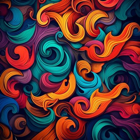Premium Ai Image A Close Up Of A Colorful Background With Swirls And Waves Generative Ai