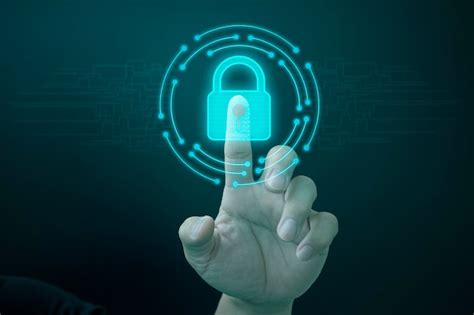 Premium Photo Finger Hand Touching And Pressing Virtual Lock Icon Symbol Technology Internet