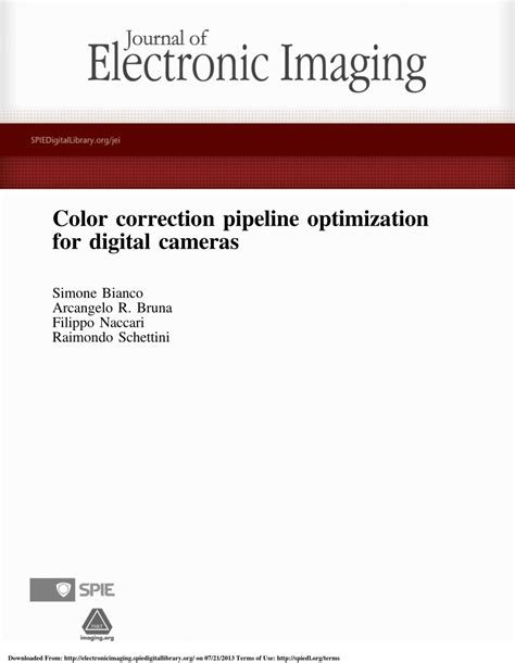 Pdf Color Correction Pipeline Optimization For Digital Cameras