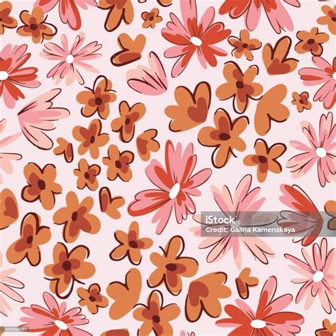데이지와 원활한 패턴 혼합 된 작고 큰 꽃 머리 장식 현대 평면 디자인의 밝은 여름 식물 배경 0명에 대한 스톡 벡터 아트 및 기타 이미지 Istock
