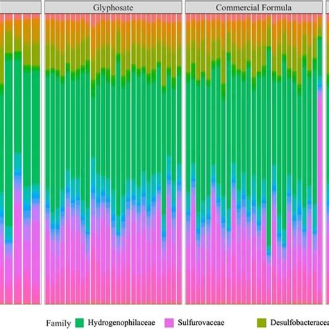 Relative Abundance Of Microbial Families Within Microcosm Sediments Of