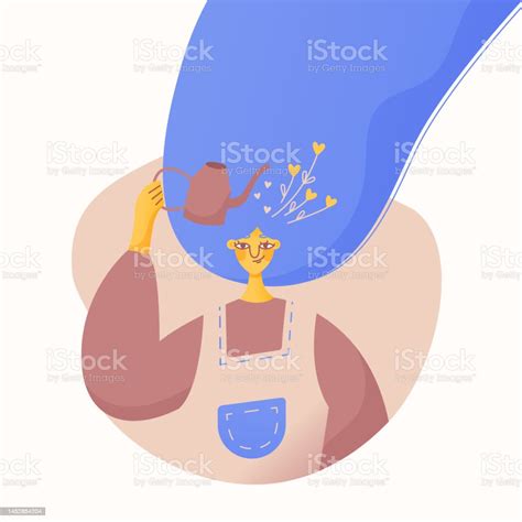 정신 건강 질병 뇌 발달 치료 개념 손 물 행복한 여성 배너 카드 인쇄벡터 일러스트 레이 션 하트 모양에 대한 스톡 벡터 아트 및 기타 이미지 Istock