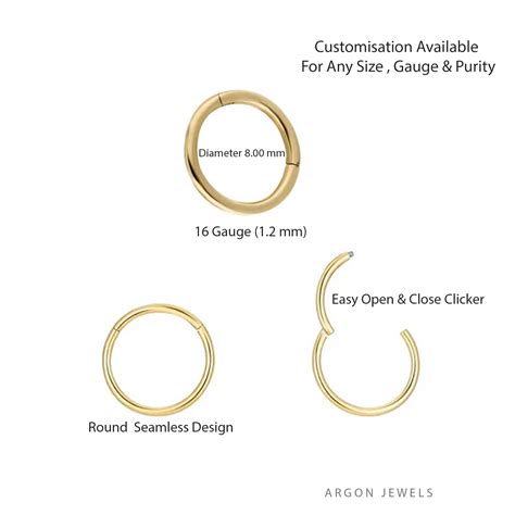 Eleanor 14ct Yellow Gold Segment Ring Pear And Round Diamond Daith Round Septum Gold Cz Hinge