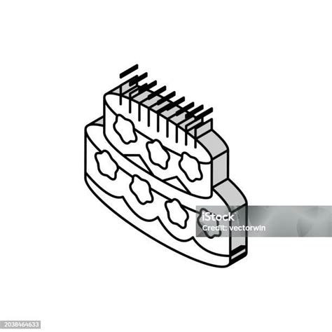 생일 케이크 음식 디저트 아이소 메트릭 아이콘 벡터 일러스트 레이 션 기념일에 대한 스톡 벡터 아트 및 기타 이미지 기념일 등측투영법 디자인 Istock