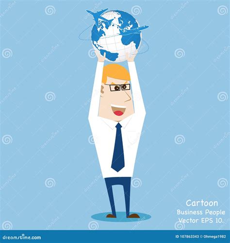 Concept With Business Cartoon People Work With Globe Stock Vector Illustration Of