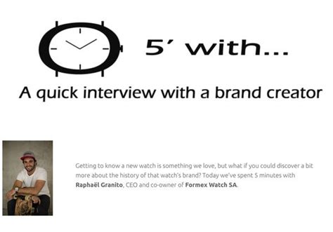 5 Minutes With Raphael Granito Ceo Formex Watch Sa By Brice Wagner Official Formex Swiss
