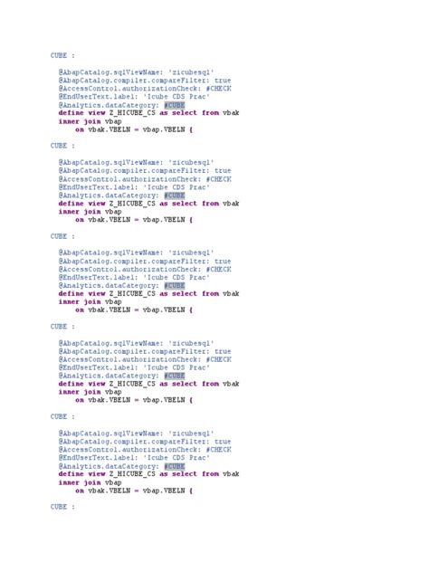 Z Hicube Cs Vbak Vbap Vbak Vbeln Vbap Vbeln Define View As Select