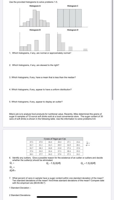 Solved Use The Provided Histograms To Solve Problems 1 5 Chegg Com