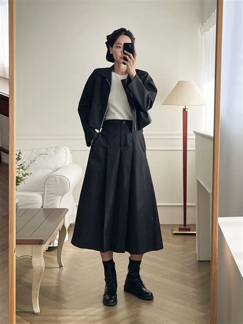 키큰여자룸스 키큰여자 크롭자켓핀턱롱스커트 셋업