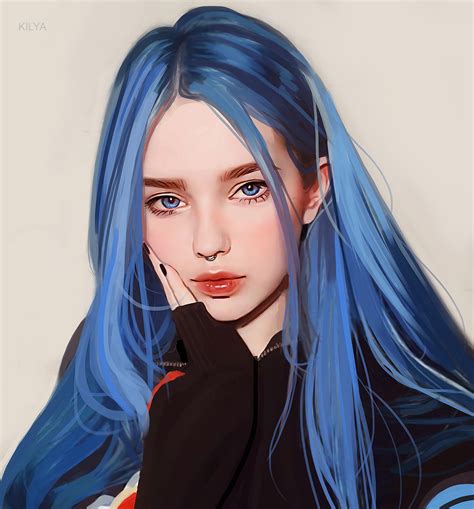 Blue Haired Practice Luneva Anastasiya On Artstation At Https Artstation Com Artwork