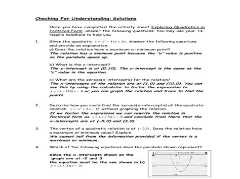 Exploring Quadratics In Factored Form Lesson Plan For 9th 12th Grade Lesson Planet