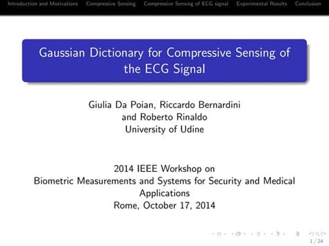 Gaussian Dictionary For Compressive Sensing Of The Ecg Signal Pdf