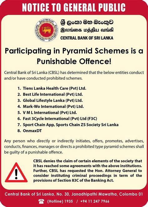 Cbsl Names 8 Entities That Conducted Prohibited Schemes Newswire