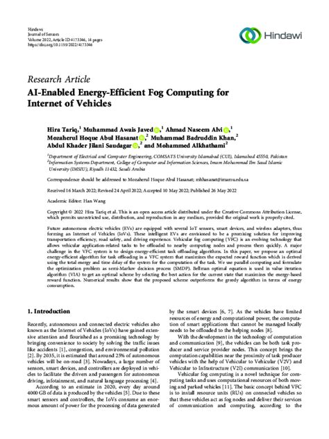Pdf Ai Enabled Energy Efficient Fog Computing For Internet Of Vehicles