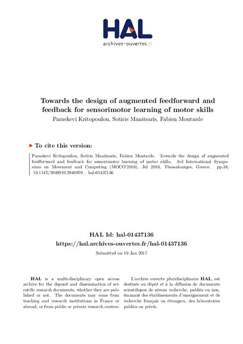 Pdf Towards The Design Of Augmented Feedforward And Feedback For Sensorimotor Learning Of