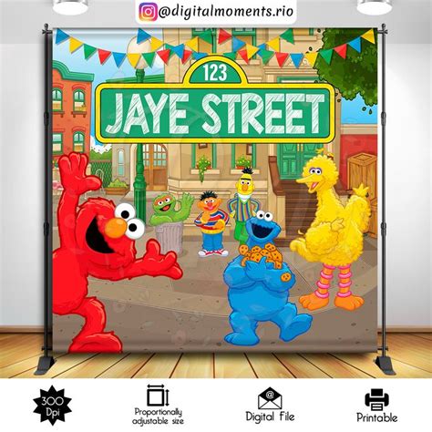 Sesame Street 8x8 Custom Backdrop Digital File Only Sesame Street Birthday Sesame Street