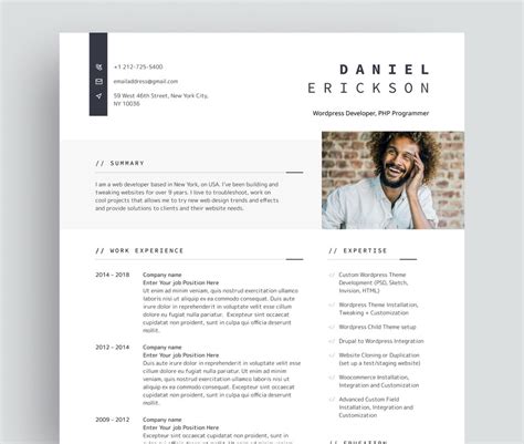 Developer Resume Template With Photo IT Resume Word Template Etsy