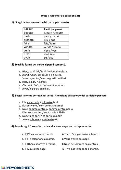 Passé Composé Free Interactive Worksheets 149965