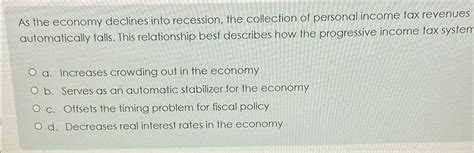 Solved As The Economy Declines Into Recession The
